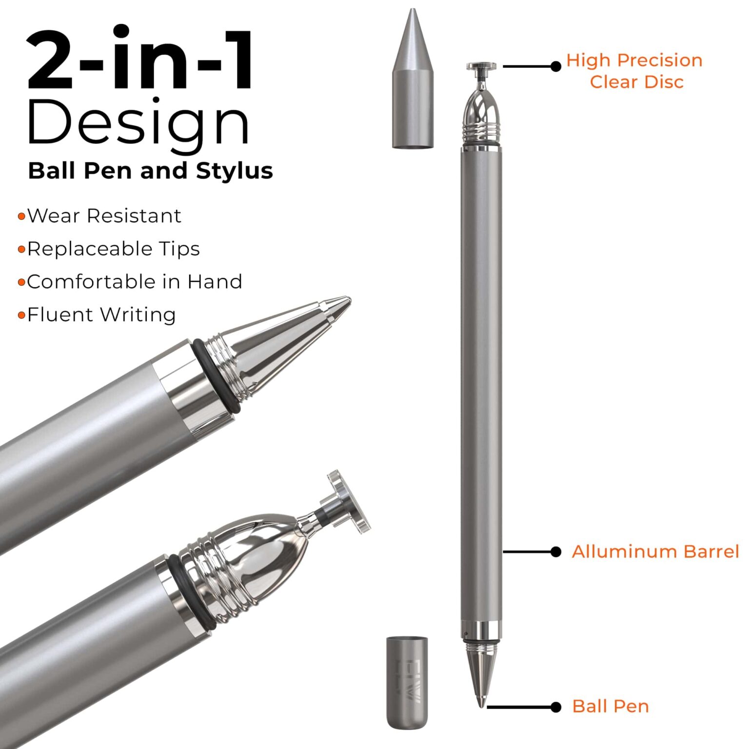 BUY Aluminum Stylus Pen with Inbuilt Ball Point Pen Compatible